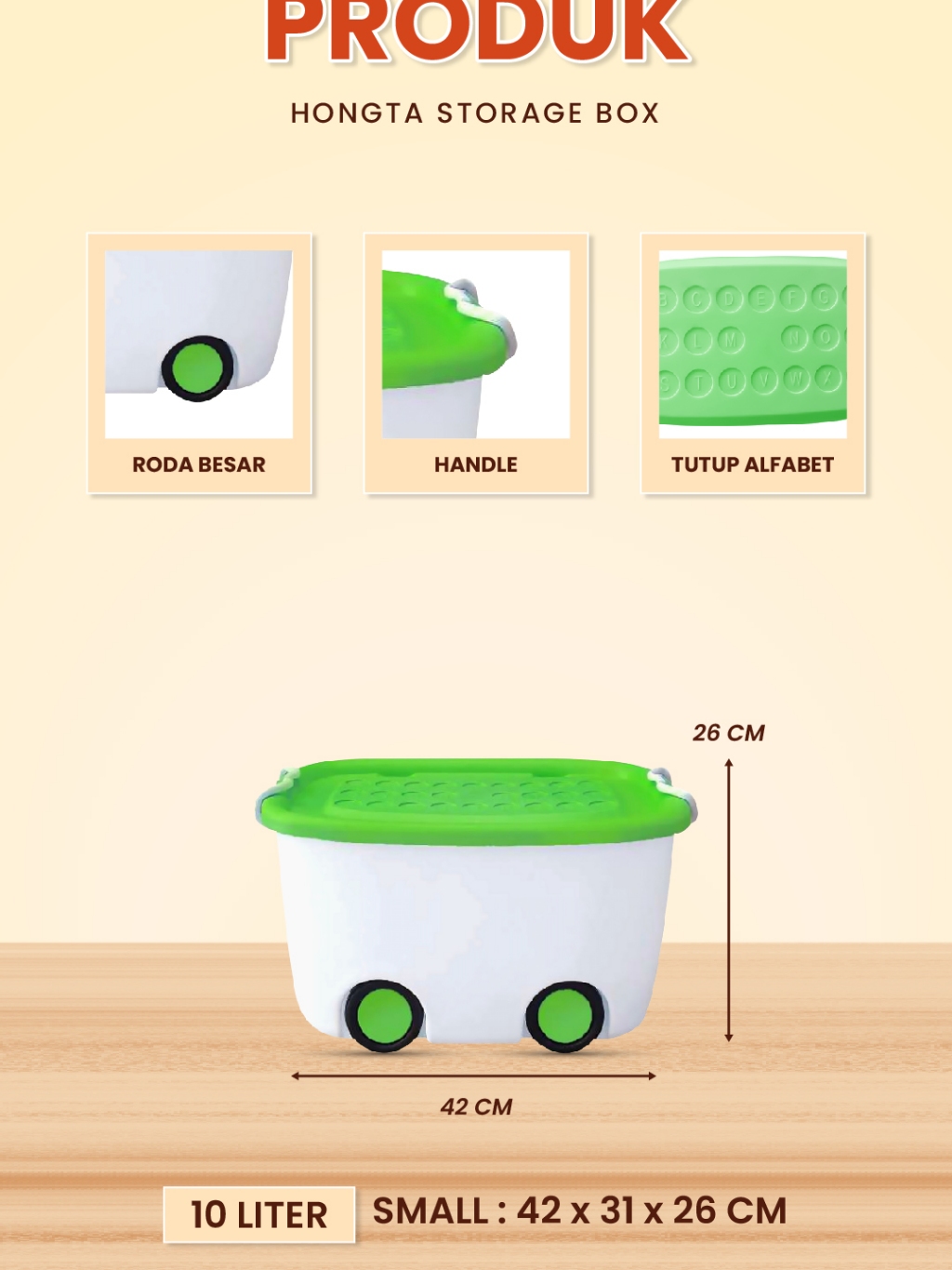 Jual HONGTA - Storagebox Roda Besar + Gagang + Tutup Corak ABC | Shopee ...