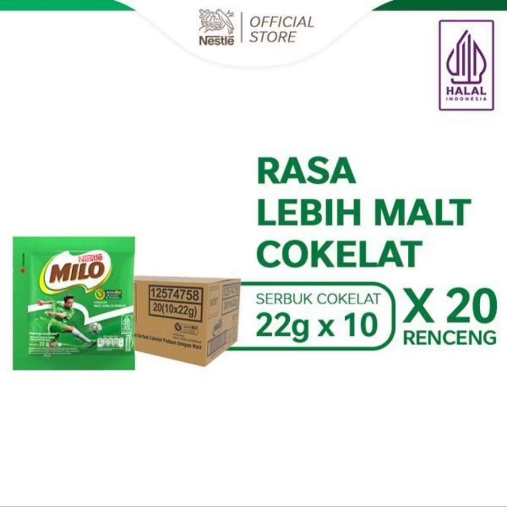 Jual MILO Activ-Go Susu Coklat 1 dus (22 grx 20 Renceng) | Shopee Indonesia