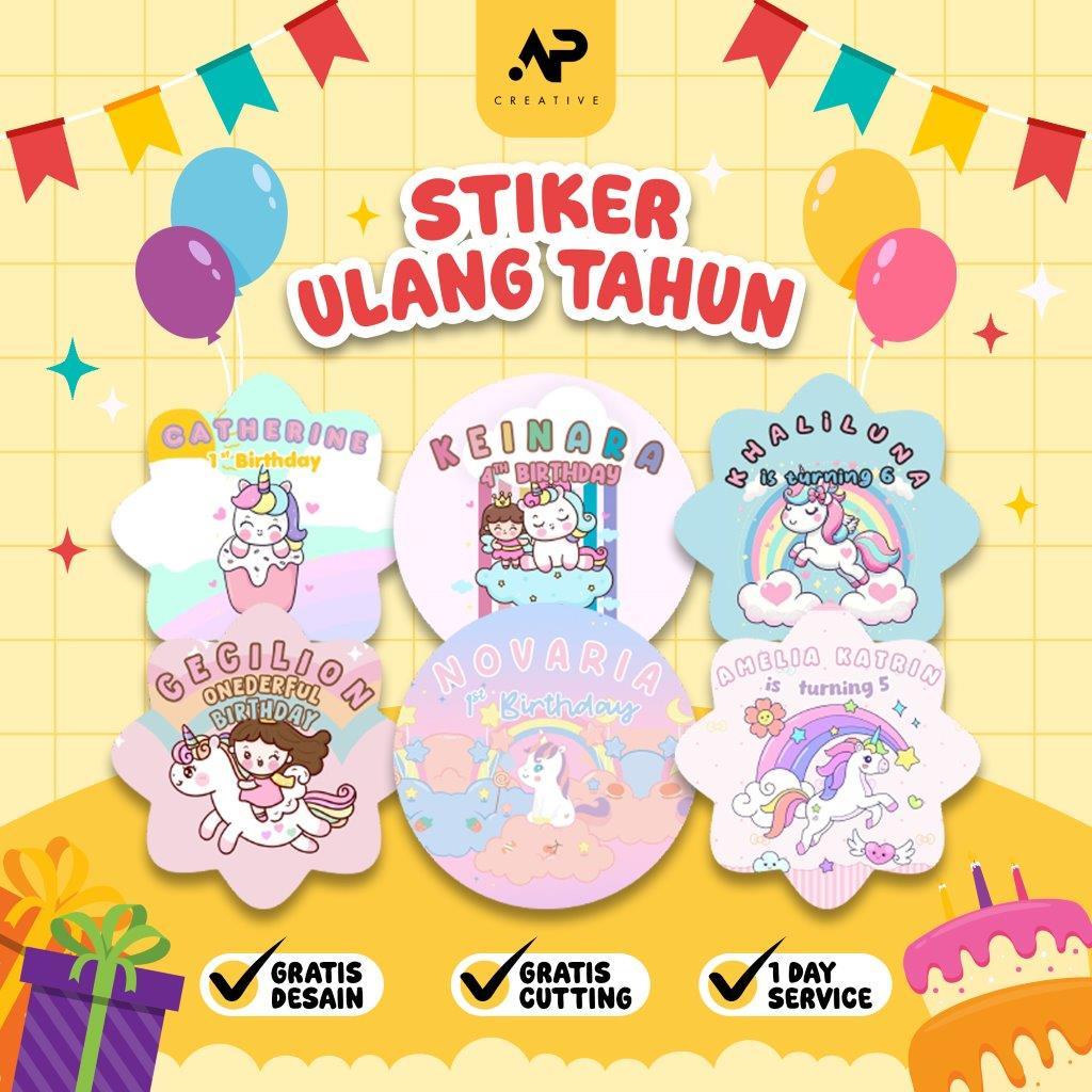 Jual Stiker Ulang Tahun UNICORN EDITION | Stiker Label Ulang Tahun Anak ...