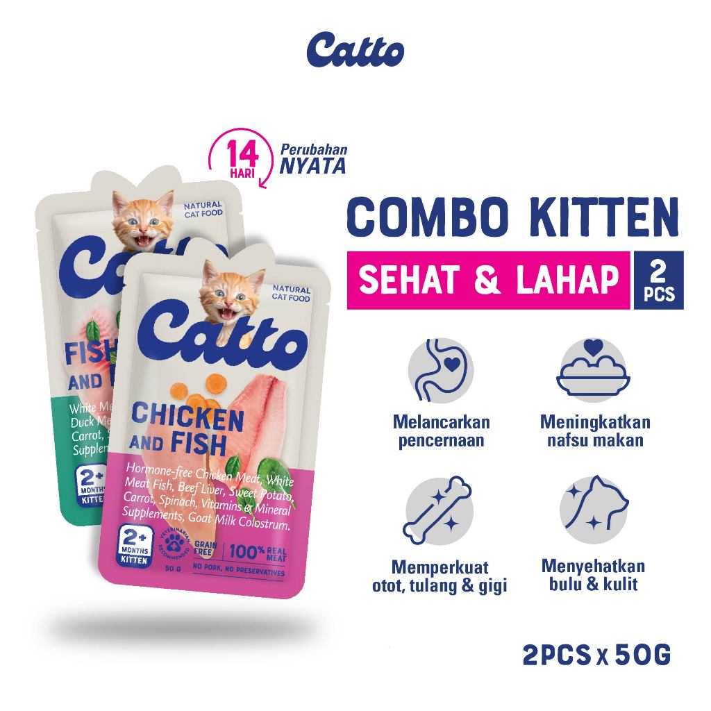Jual Catto Makanan Anak Kucing - Kitten Trial Pack 50gr x 2pcs ...