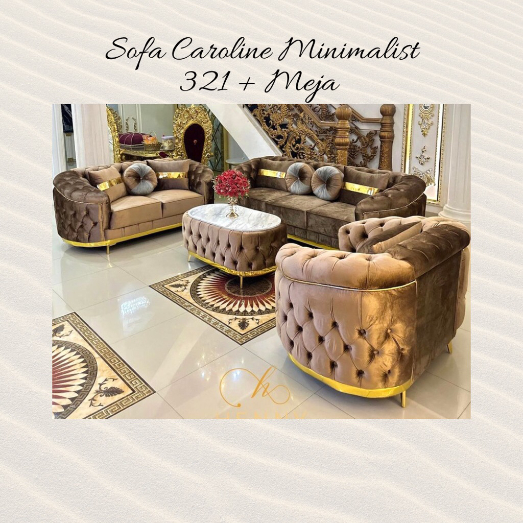 Jual Sofa Caroline Minimalist 321 + Meja Smok Top HPL / Sofa Minimalist ...