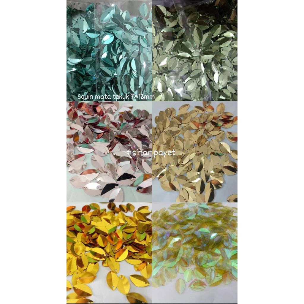 Jual [10 GRAM] Sequin mata tekuk 7×12mm/ Payet Ramboci daun lipat/ Daun ...