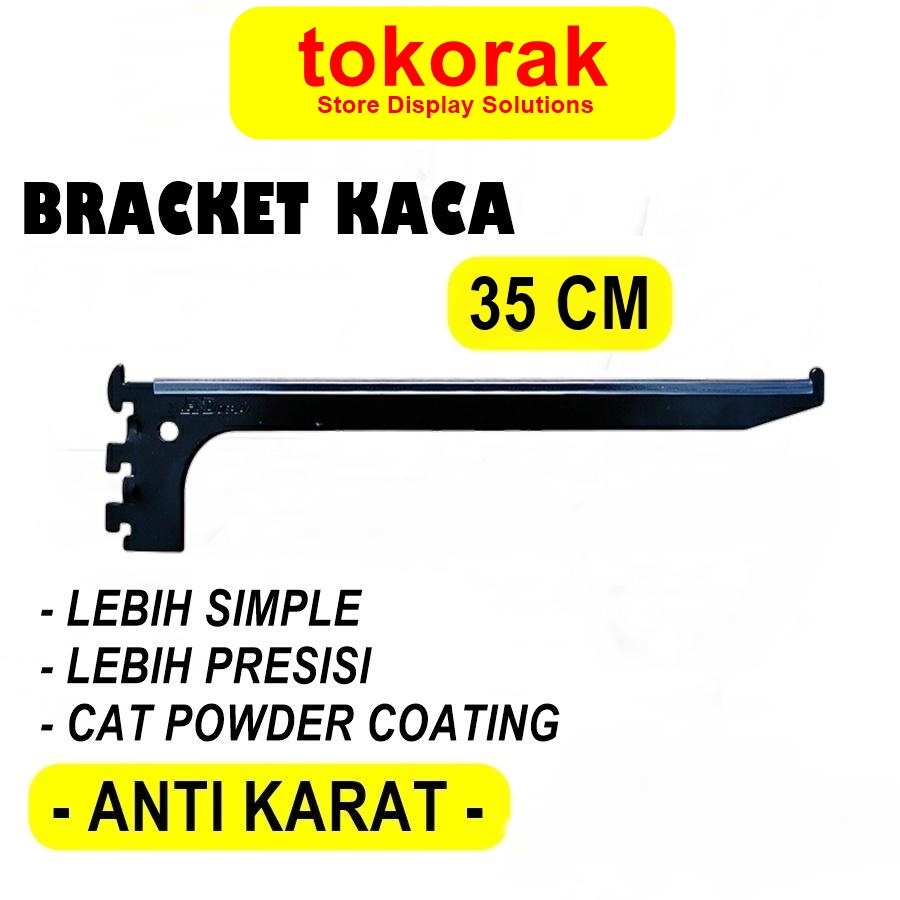 Jual BRACKET KACA 35 CM HITAM DAUN BRAKET SIKU AMBALAN RAK DINDING 35CM ...