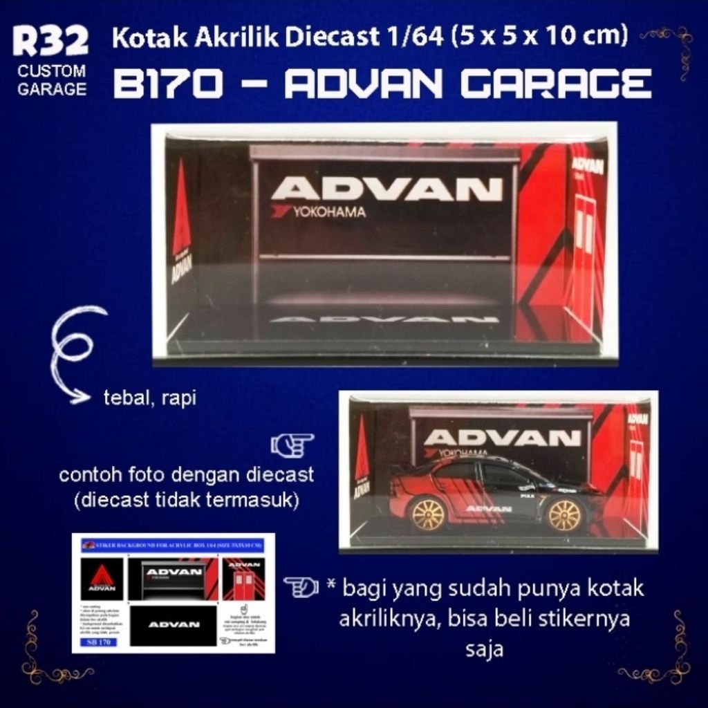 Jual B170 Box/kotak akrilik diecast 1/64 Stiker Background Advan Garage ...