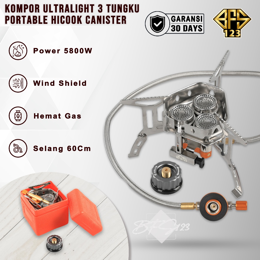 Jual BFS123 Kompor Portable Lipat Ultralight 3 Tungku 5800W Model Gas ...