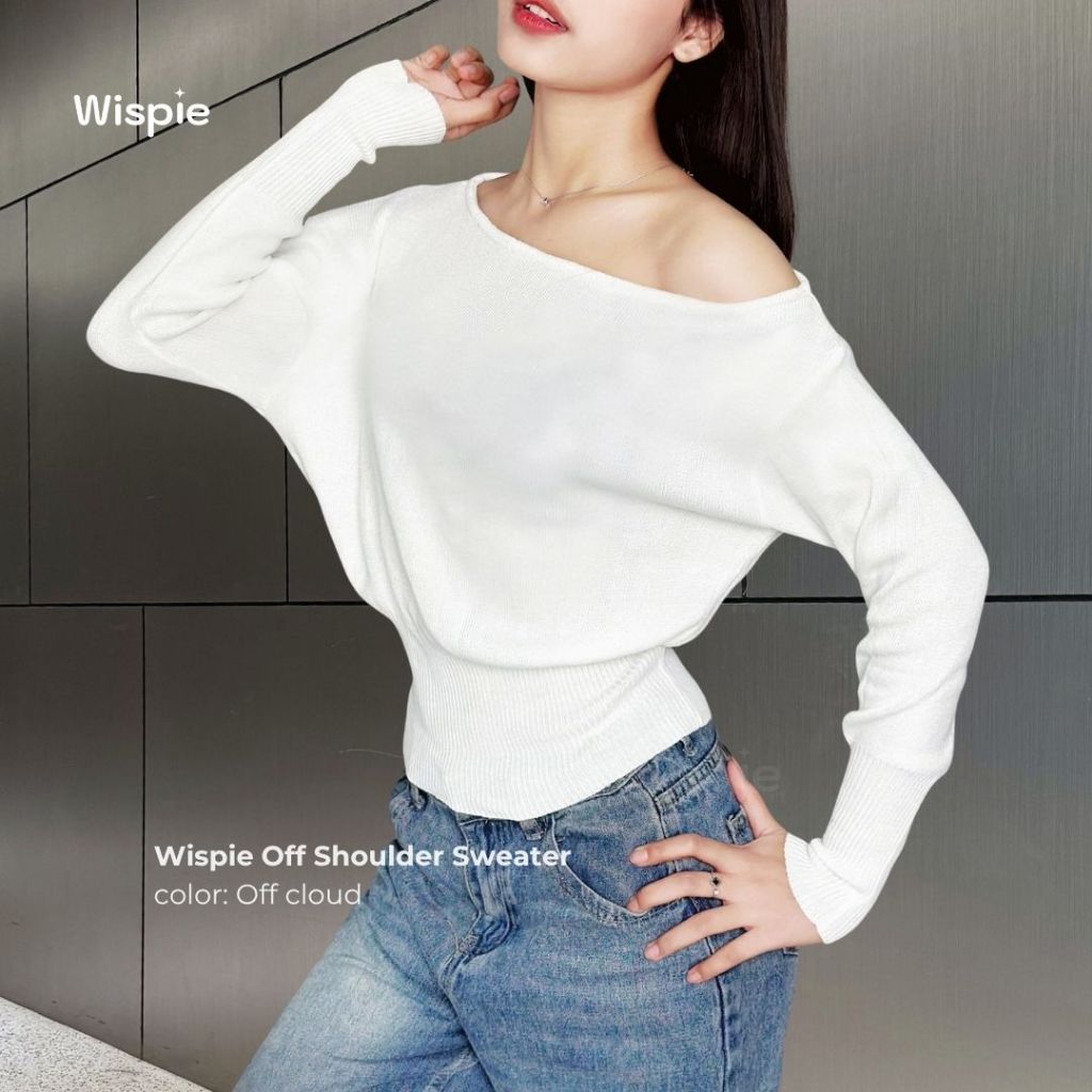 Jual Wispie Off Shoulder Sweater | Atasan Knit Wanita Lengan Panjang ...