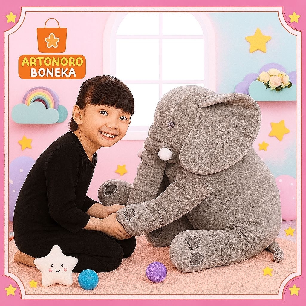 Jual OFM Boneka Gajah Jumbo Kualitas Import Bahan Yelvo / Mainan Anak ...