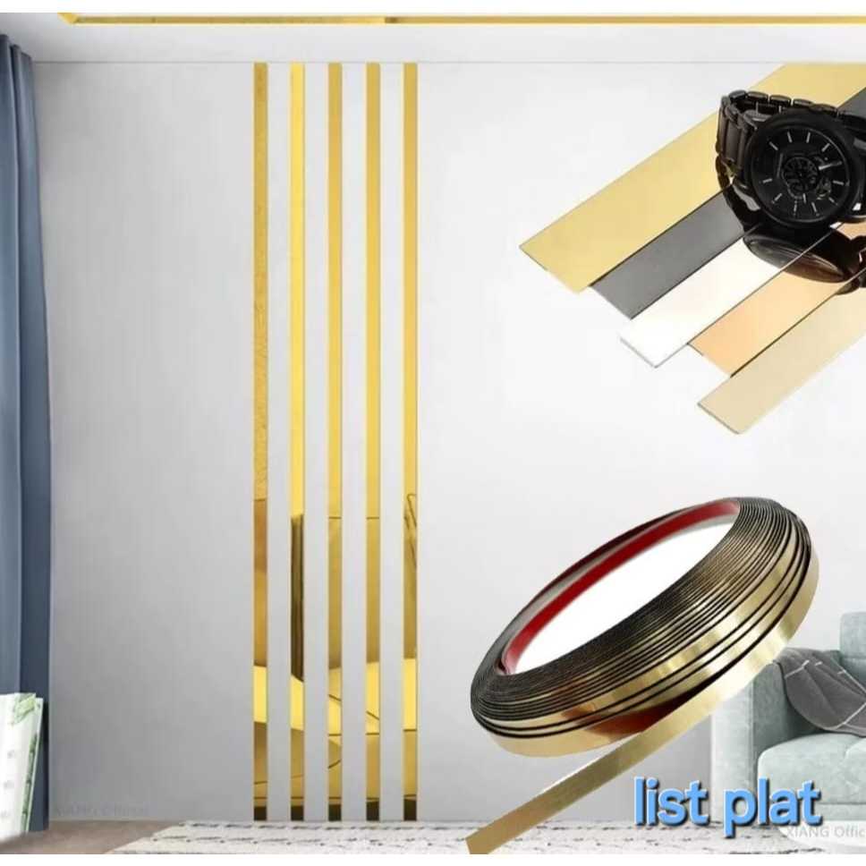 Jual LIST PLAT STRIP MIRROR GOLD-SILVER-BLACK DINDING STAINLEES SS201 ...