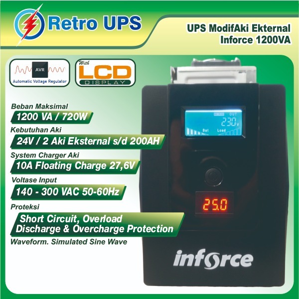 Jual UPS Modif Modifikasi Aki External 24V Inforce 1200VA + Fast ...