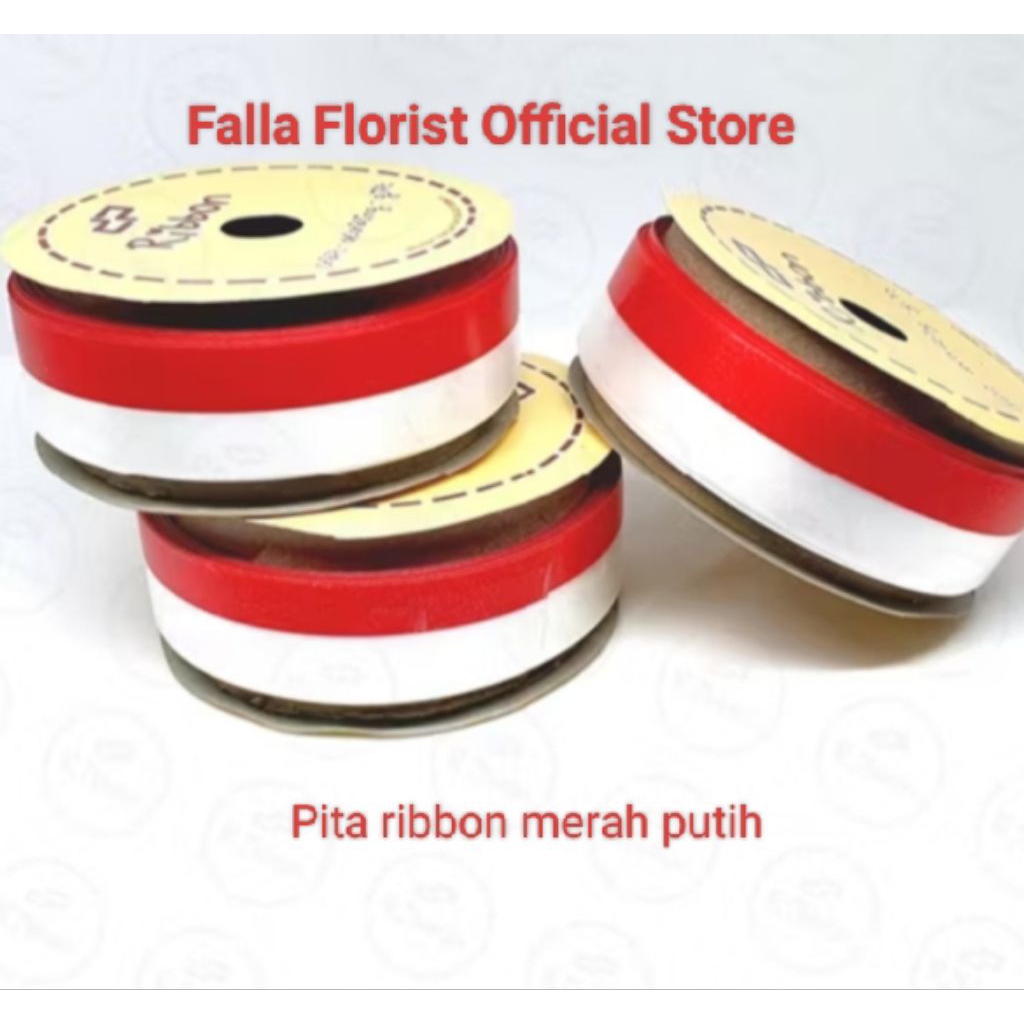 Jual Pita kado MERAH PUTIH satu roll ukuran 2,5cm Ribbon untuk hiasan ...