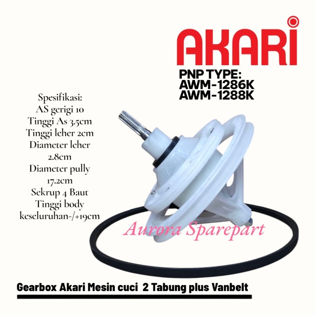 Jual Gearbox plus vanbelt As Gerigi 10 Mesin cuci Akari 2 Tabung pnp ...