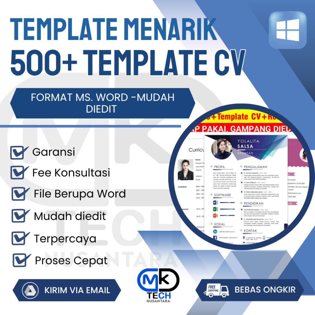 Jual 500+ Template CV Resume Curiculum Vitae Lamaran Kerja Keren Word ...