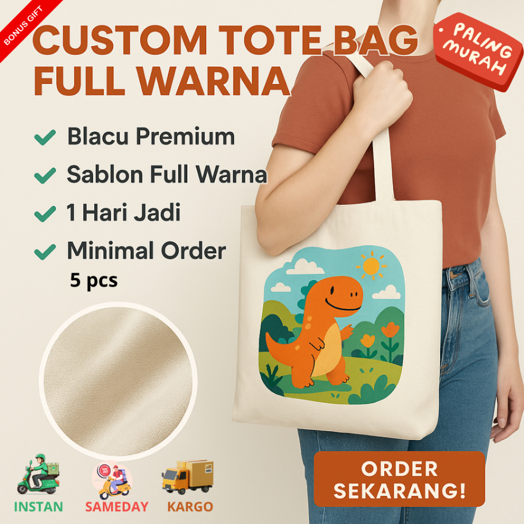 Jual 1 HARI JADI TOTE BAG CUSTOM BLACU PREMIUM / SEMI CANVAS 30X40 DAN ...