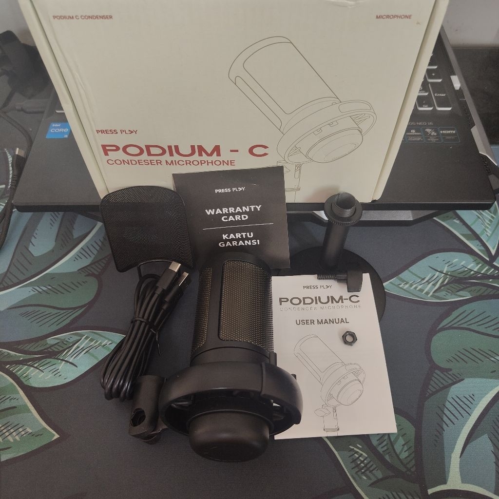 Jual PODIUM C Condenser Microphone Type-C USB by Press Play - Black ...