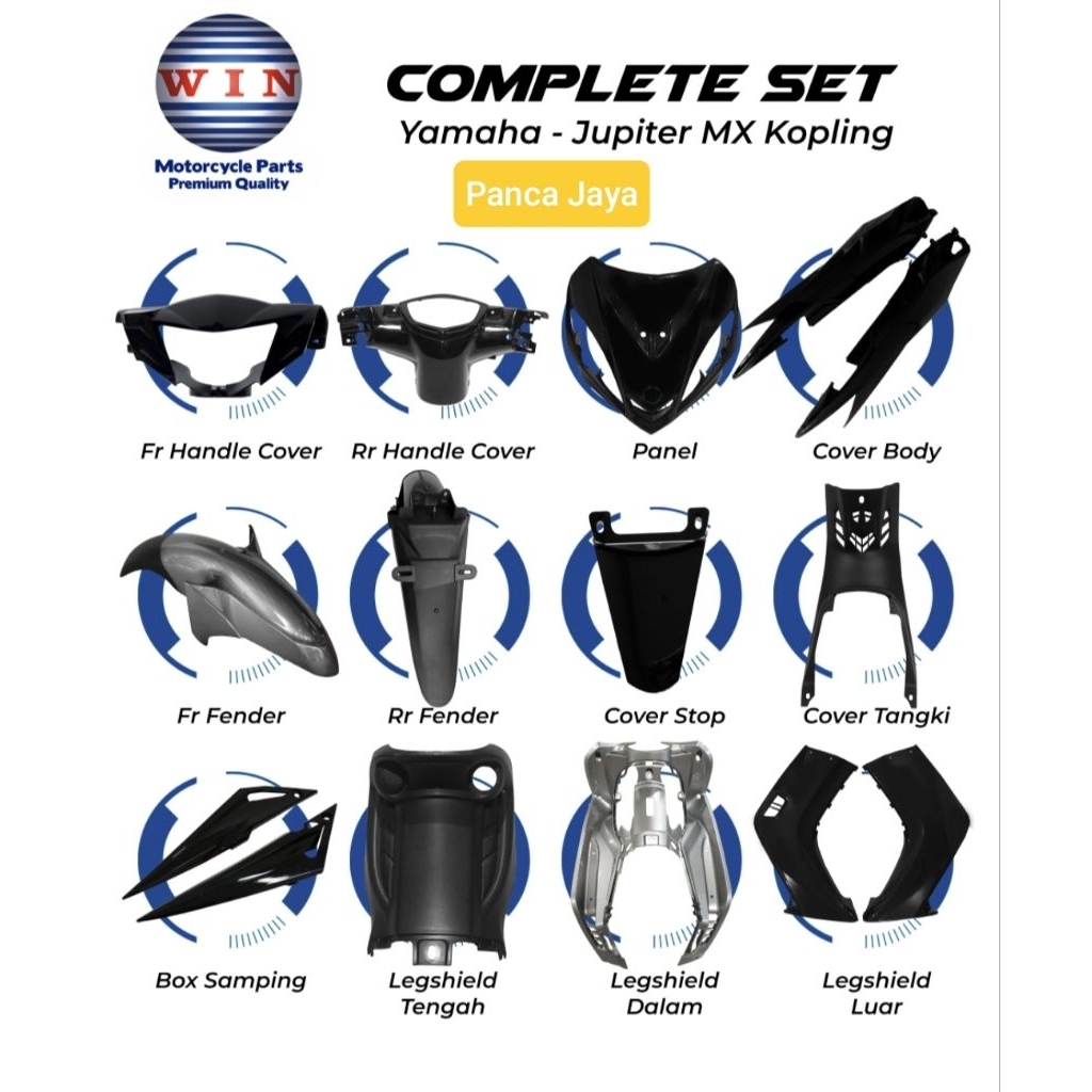 Jual COMPLETE SET BODY SEPEDA MOTOR YAMAHA JUPITER MX KOPLING HITAM ...