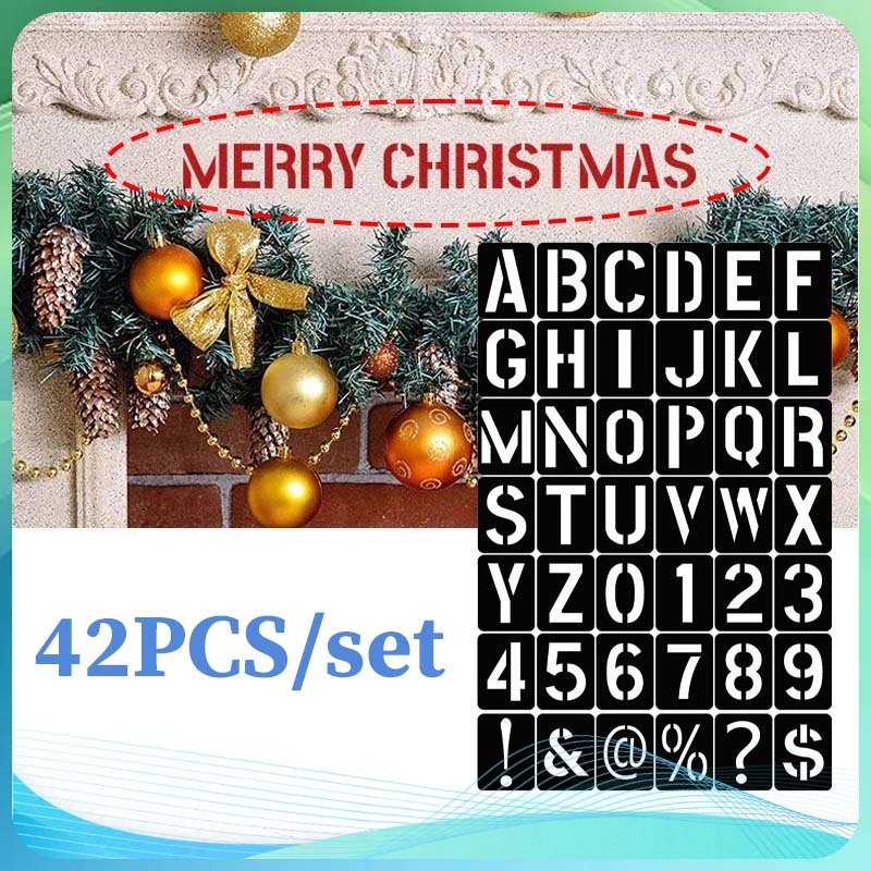 Jual 42pcs Stencil Angka Huruf Cetakan Penggaris Cetakan Huruf Angka ...