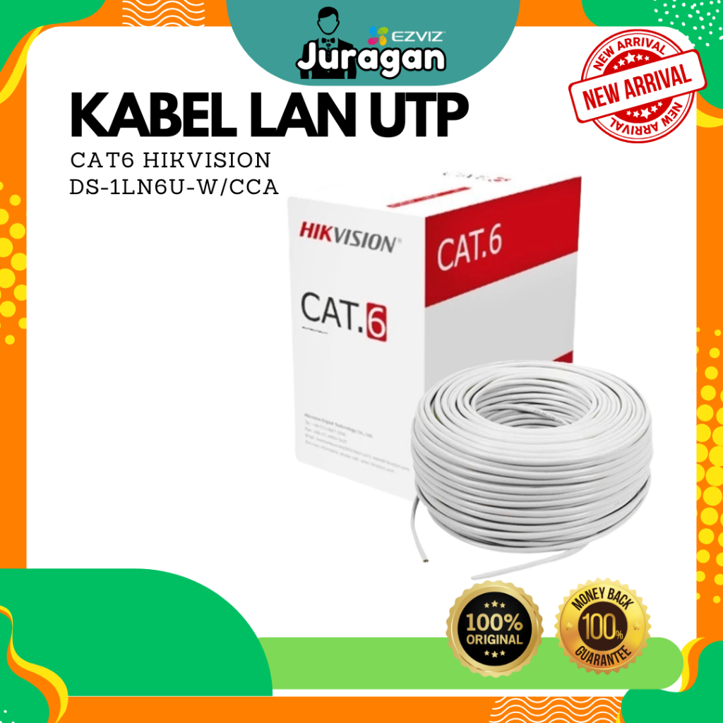 Jual Kabel LAN Cat6 UTP Hikvision DS-1LN6U-W/CCA | Shopee Indonesia