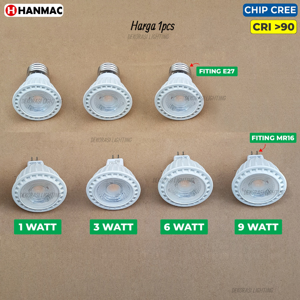Jual Lampu halogen sorot led cree 1watt 3w 6w 9w 2700K 3000K spotlight ...
