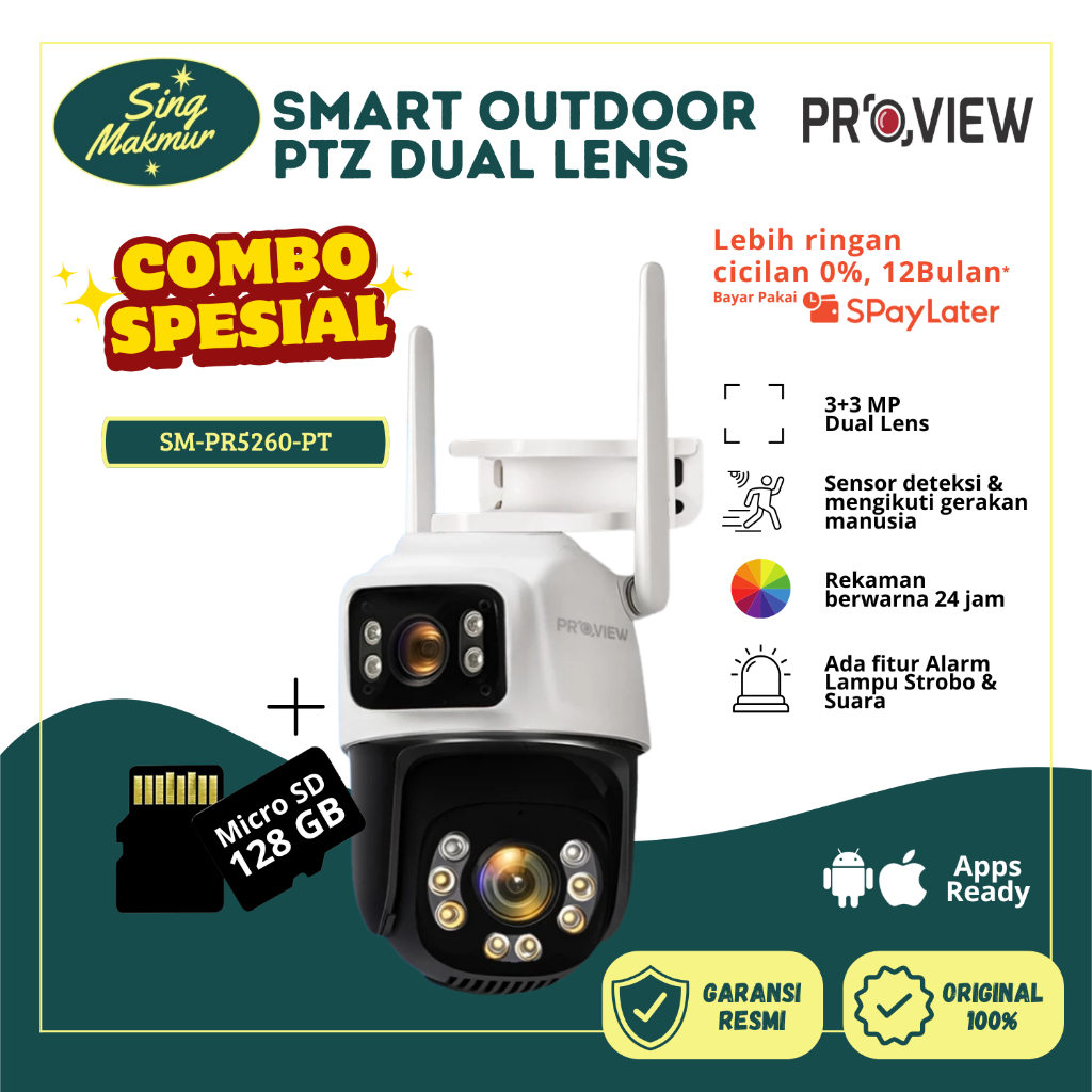 Jual PROVIEW Smart Outdoor PTZ Wi-Fi DUAL LENS IP Camera Smart Hybrid ...