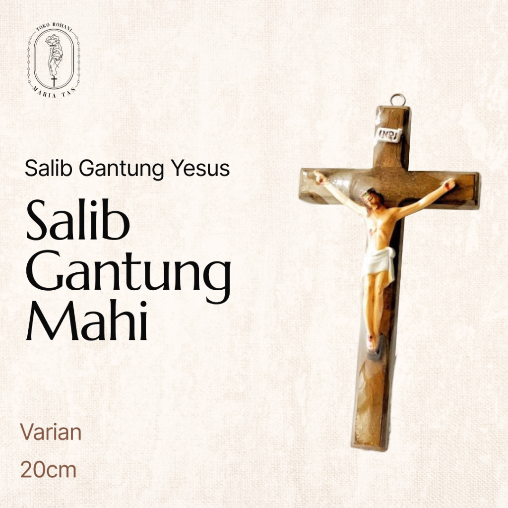 Jual Salib Gantung Katolik 20 cm Putih Kayu Mahi - Salib Dinding ...