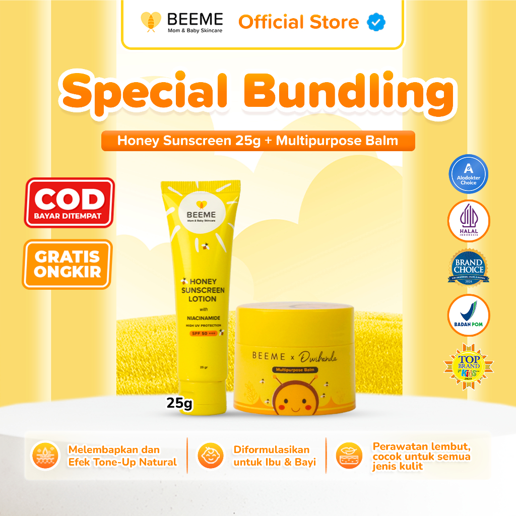 Jual Paket Beeme Honey Sunscreen Lotion SPF 50+++ 25g + Multipurpose ...