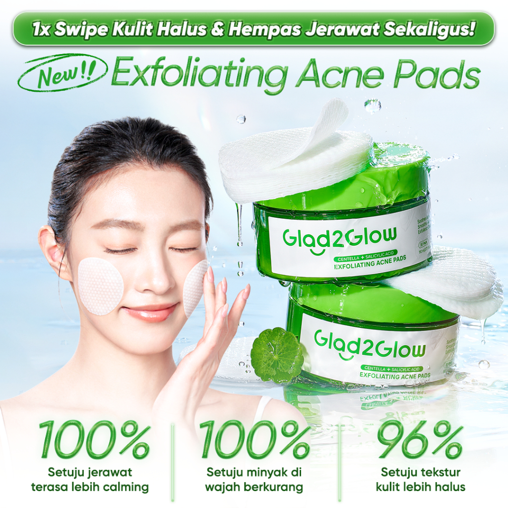 Jual GLAD2GLOW CENTELLA SALICYLIC ACID EXFOLIATING ACNE PADS | Shopee ...