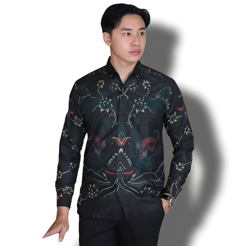 Jual kemeja batik pria Lengan Panjang Rasdan batik full motif | Shopee Indonesia