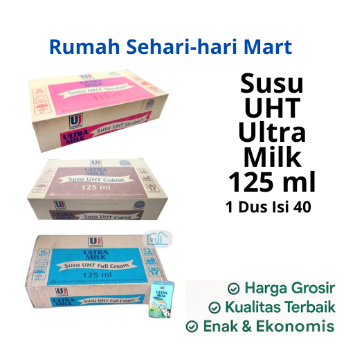 Jual Susu Ultra Milk UHT 125ml / 200ml / 250ml Isi 24/40 – Coklat, Strawberry, Full Cream ...
