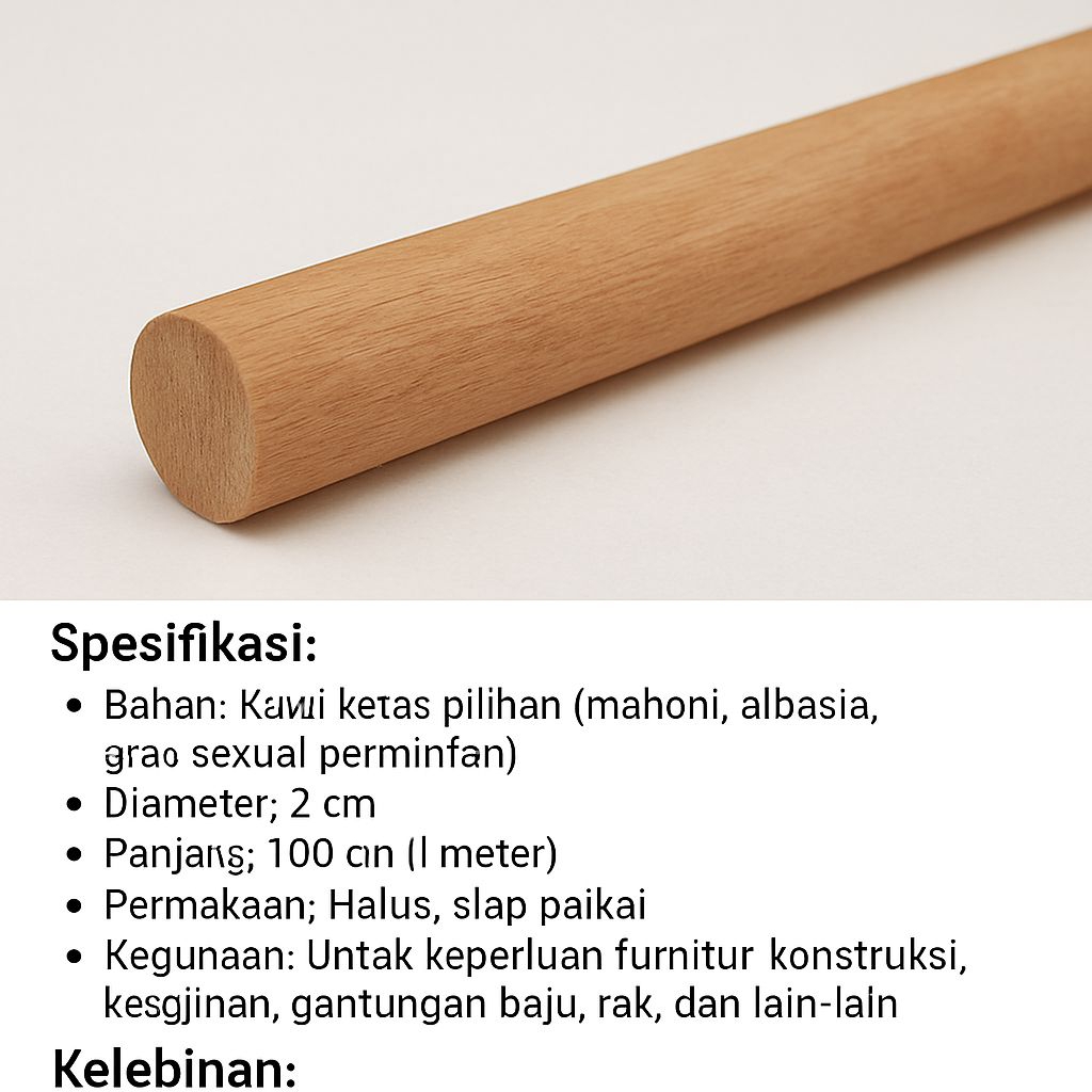 Jual Dowel Kayu 100cm Diameter 2cm - Kayu Alami Halus Cocok untuk Mebel ...