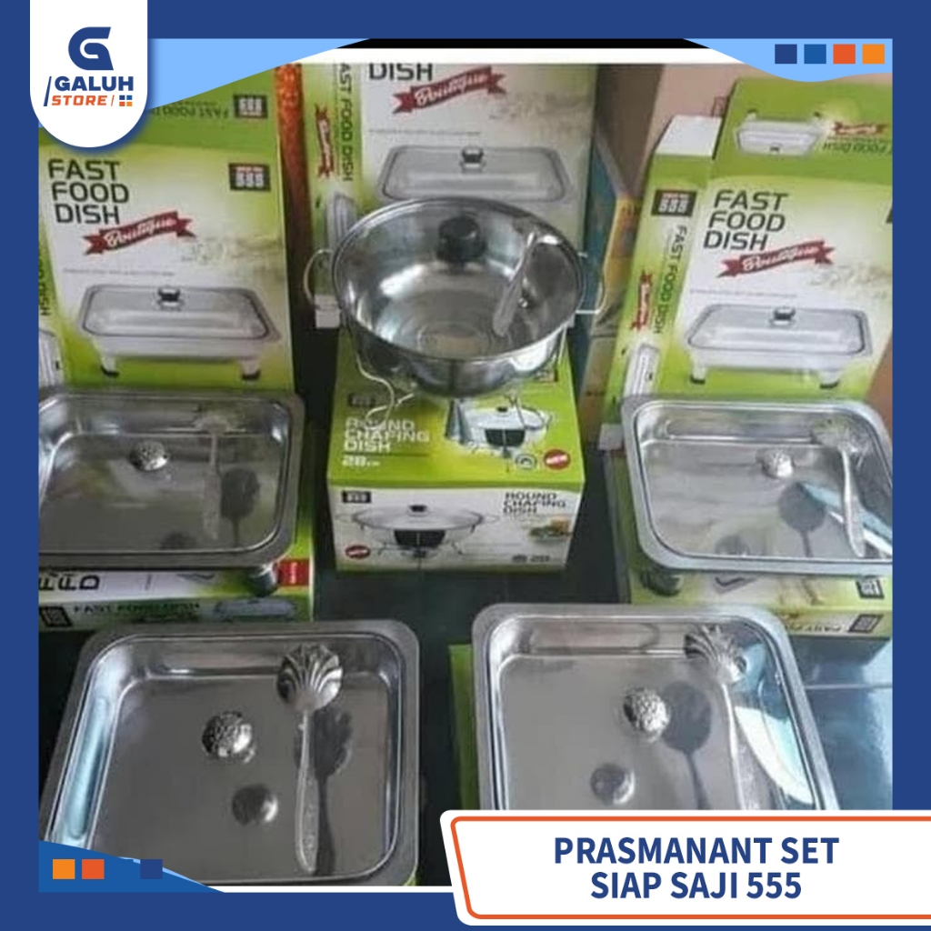Jual Prasmanan Set Stainless 555 - 5+1 Wadah Fast Food Tutup Full Kaca ...