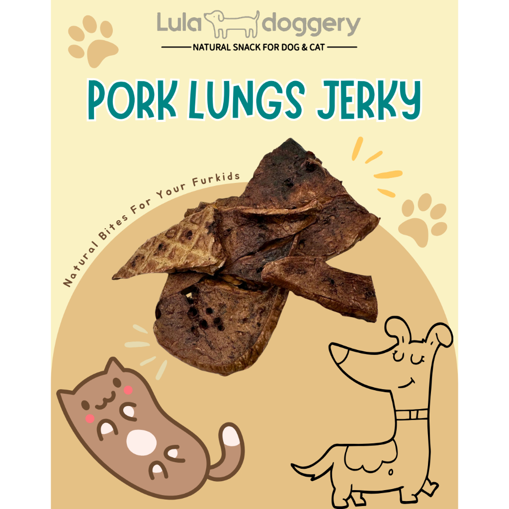 Jual PORK LUNGS JERKY Snack Anjing Kucing Paru Babi Lung Lula Doggery ...