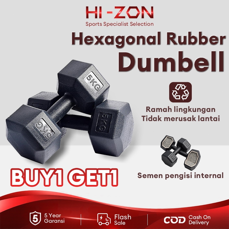 Jual MY-HI/HI-ZON Dumbell Barbel uality Hexagonal Dumbbell Anti slip ...