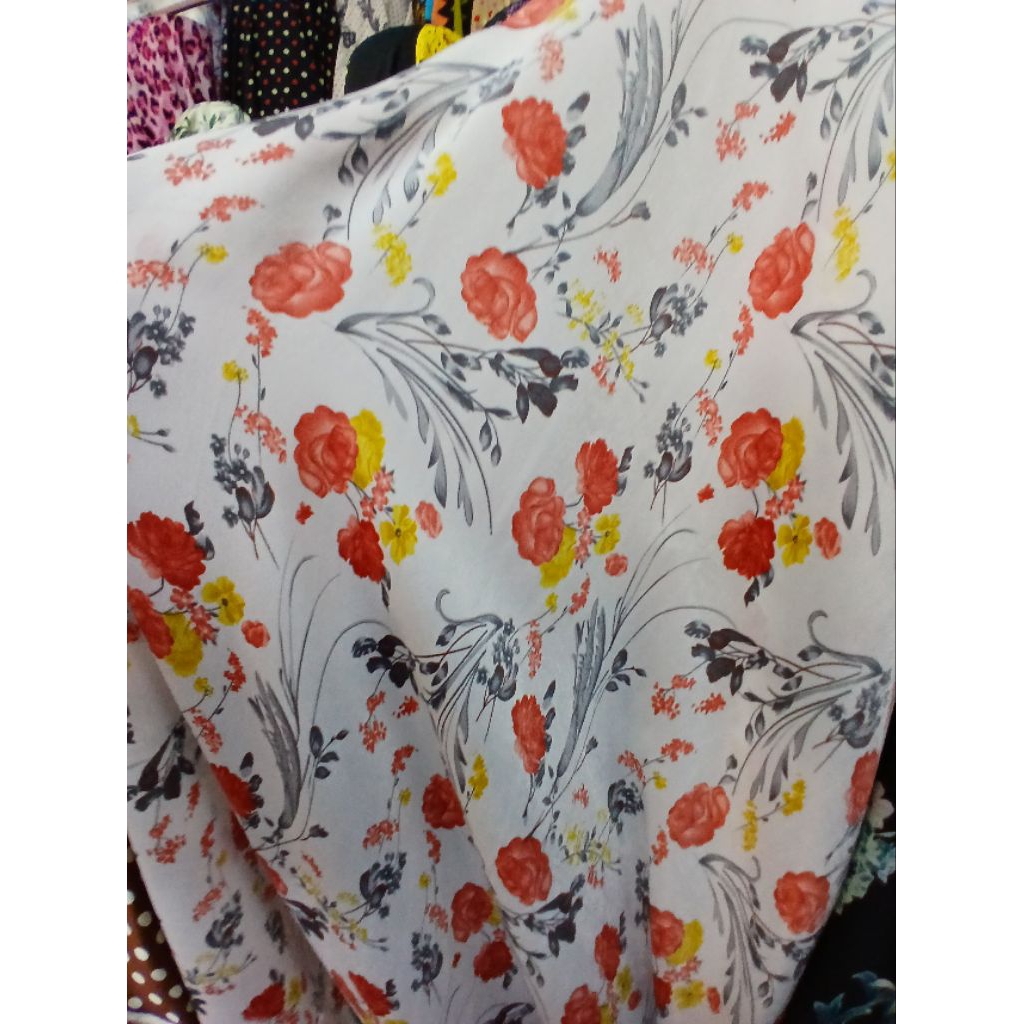 Jual Kain/Bahan satin silk motif polkadot//Bahan maxmara silk motif ...