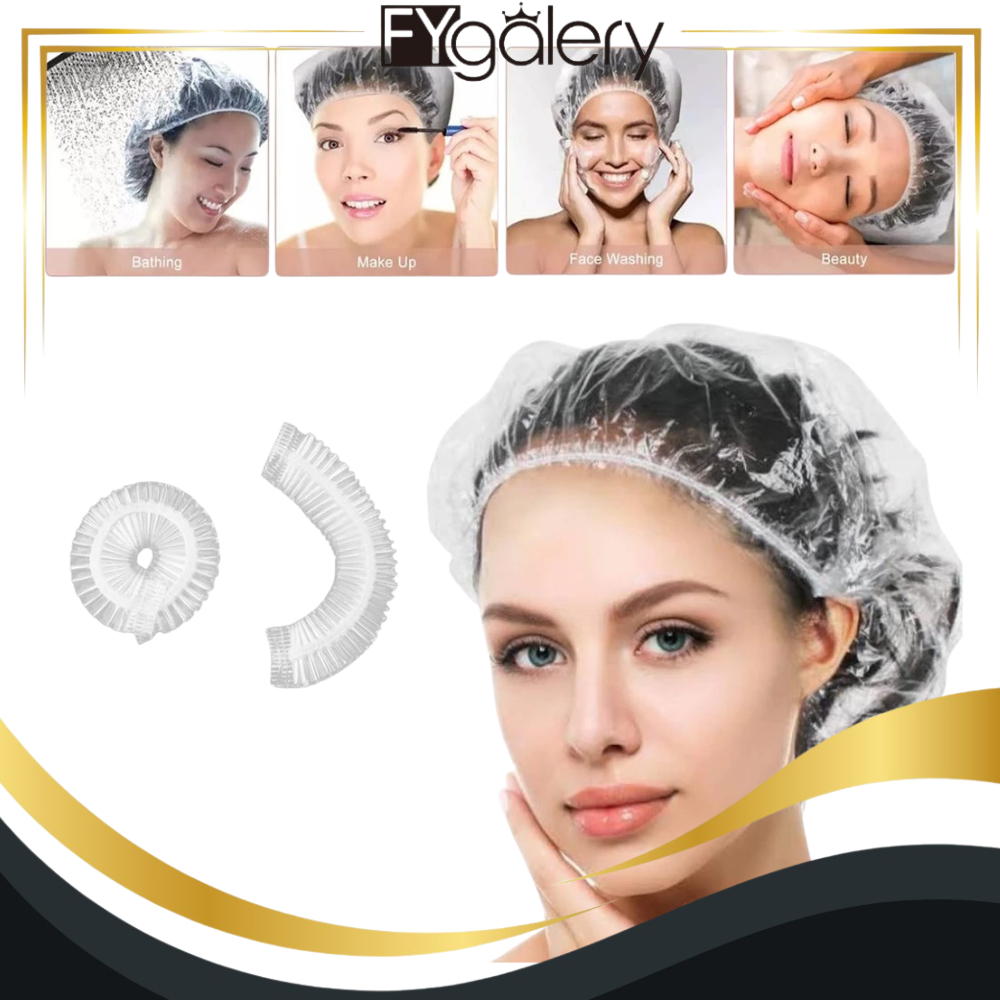 Jual FYgalery Shower Cap Polos Travel Plastik Penutup KepalaTopi ...