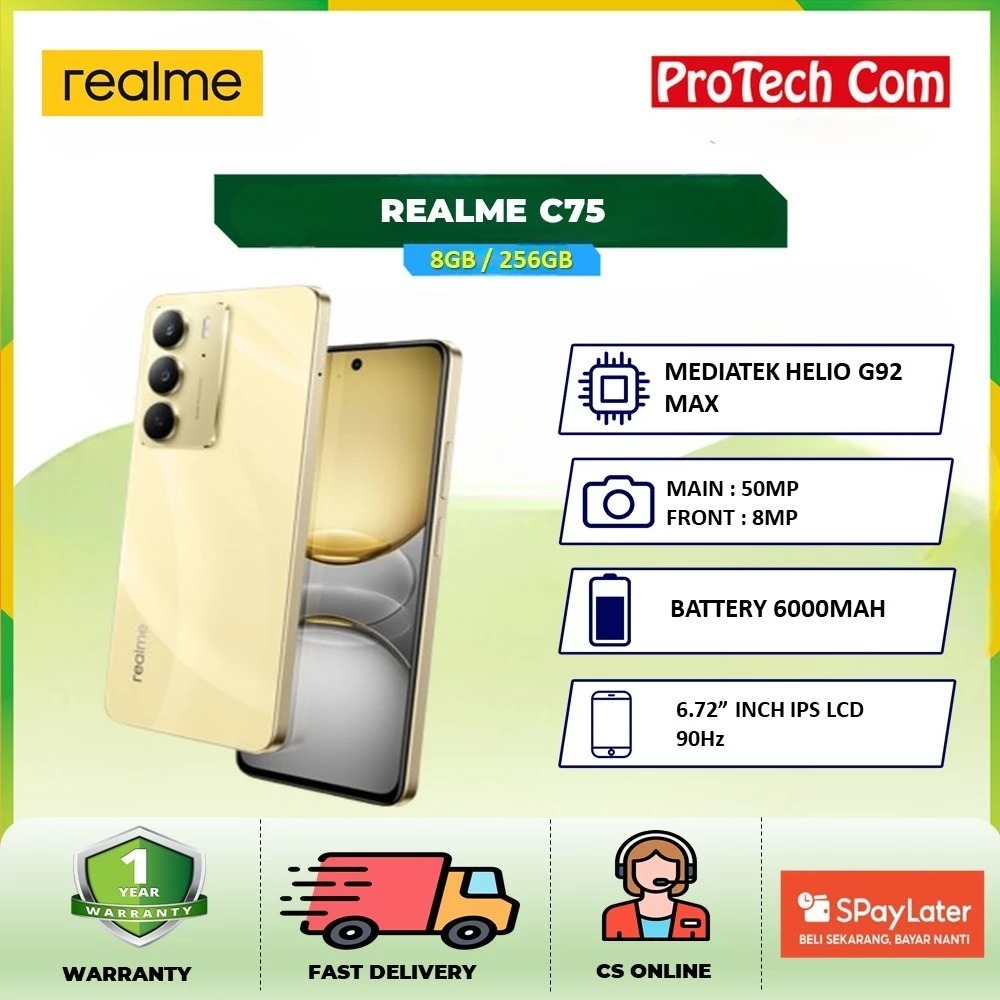 Jual REALME C75 - 8GB/256GB 6000 mAh 45W wiredReverse wired Mediatek ...