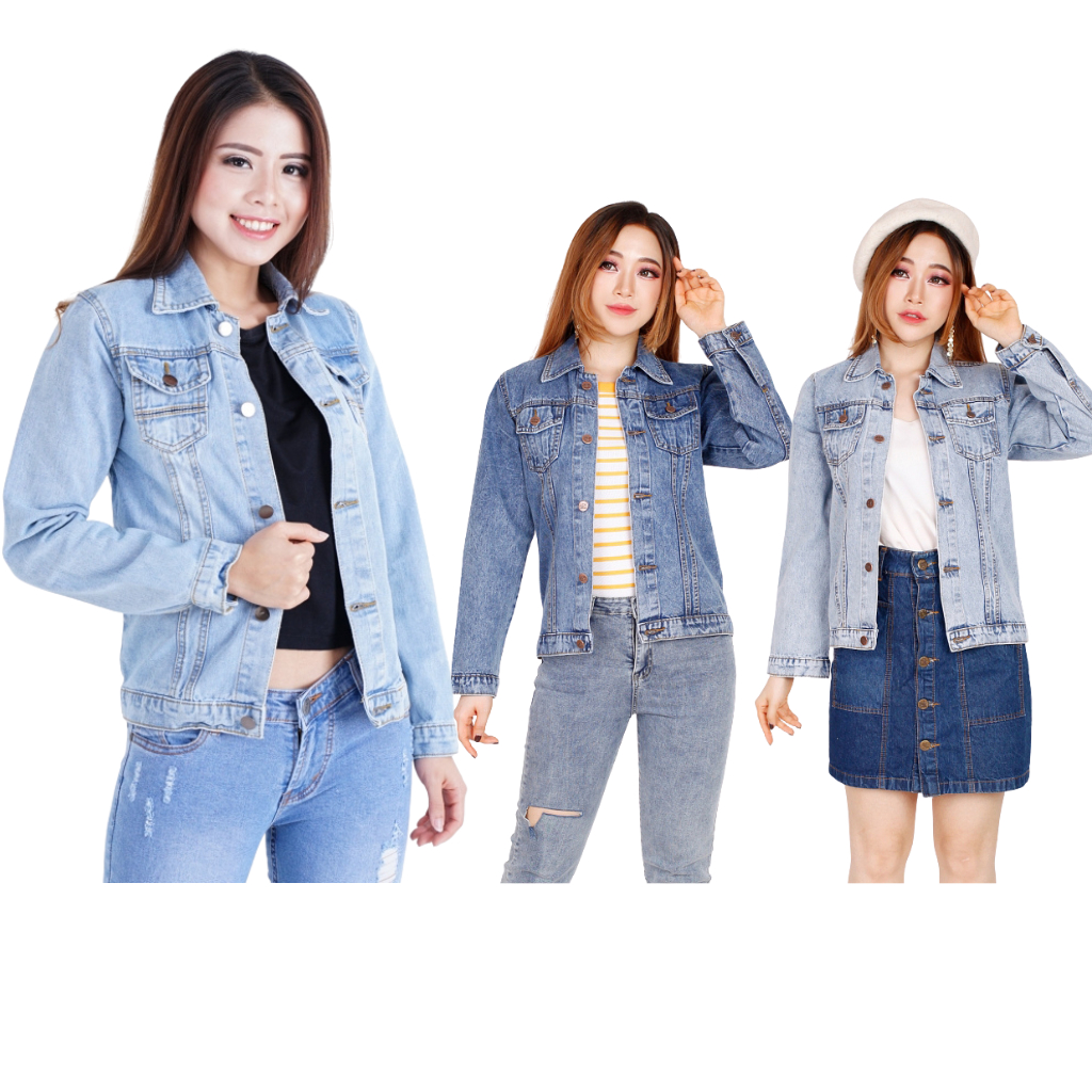 Jual (Size M - XXXL) - Jaket Jeans Wanita Lengan Panjang | Jacket Denim ...