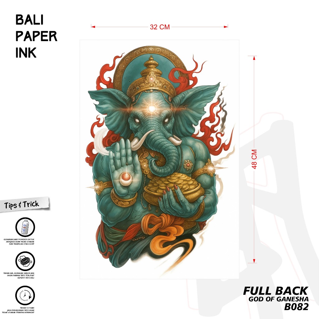 Jual Bali Paper Ink B082 GOD OF GANESHA Tatto Temporary Basic Tato ...