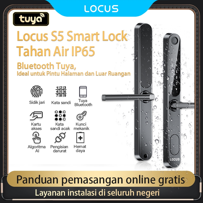 Jual Locus S5 IP65 Waterproof Smart Door Lock, Kunci Pintu Geser, Kunci Pintu Digital Sidik Jari ...