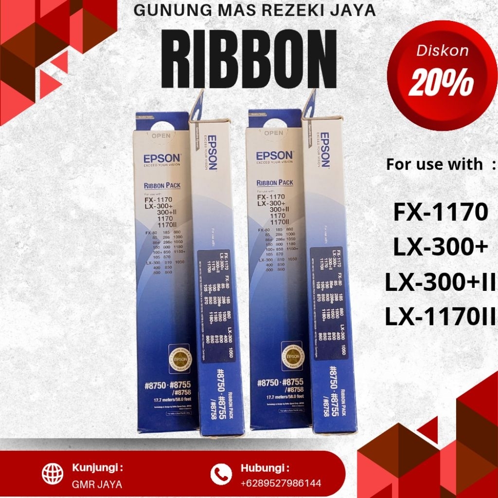 Jual Ribbon Pack Epson LX-300+ original / Pita Pack Epson FX-1170 ...