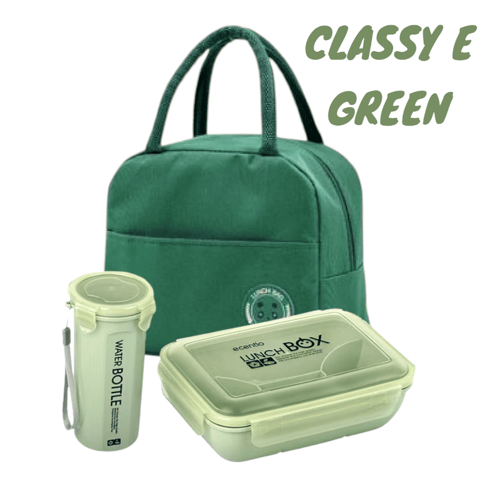 Jual CLASSY E || Set Kotak Makan Tas Bekal Botol Minum Sendok Garpu Lunch Box Bekal | Shopee ...