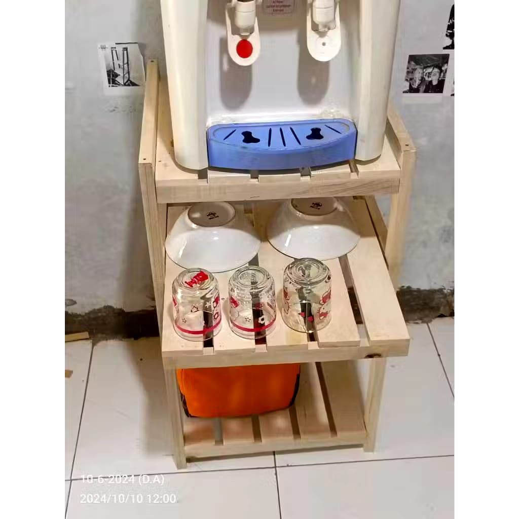 Jual neww!!wooden shelf rak galon air 3 susun rak kayu model slide ...