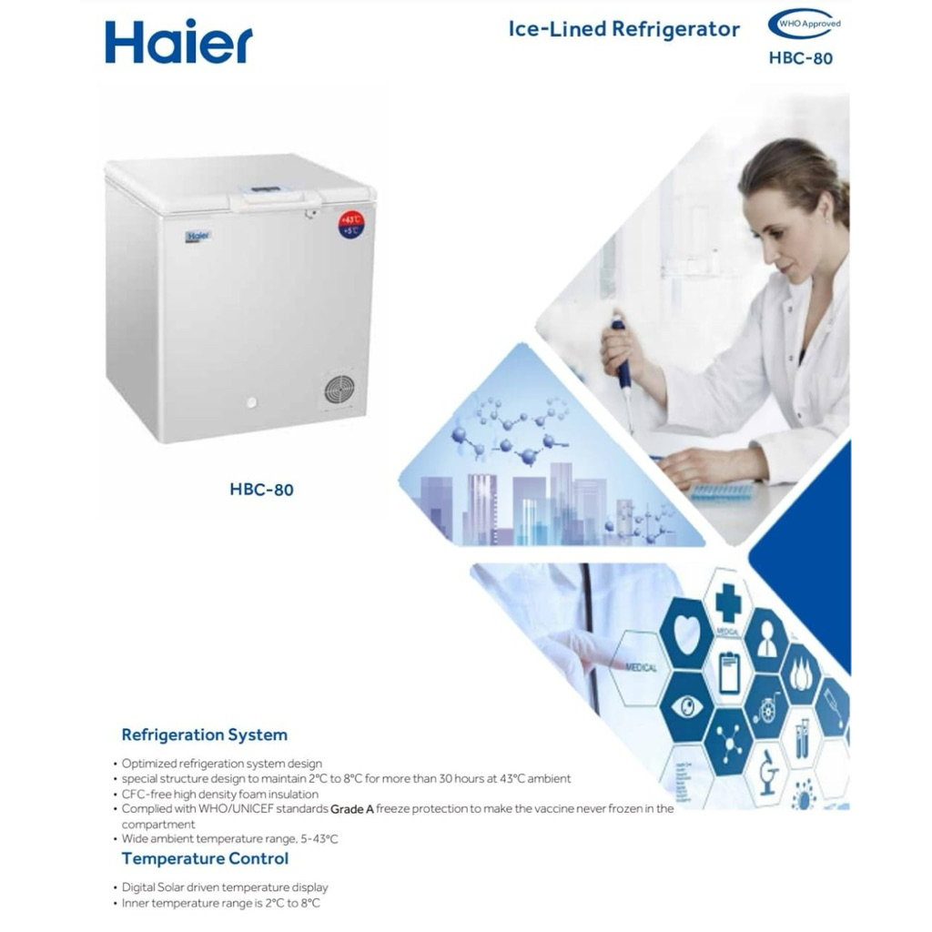 Jual Refrigerator Freezer Vaccine Haier HBC-80 / kulkas vaksin ...