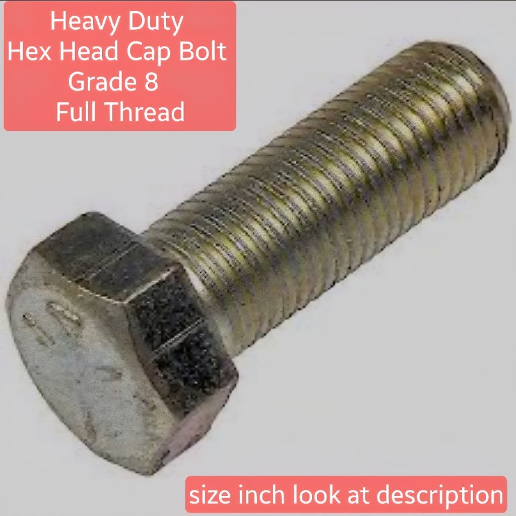 Jual Hex head cap screw bolt baut skrup sekrup drat kasar baja grade 8 ...