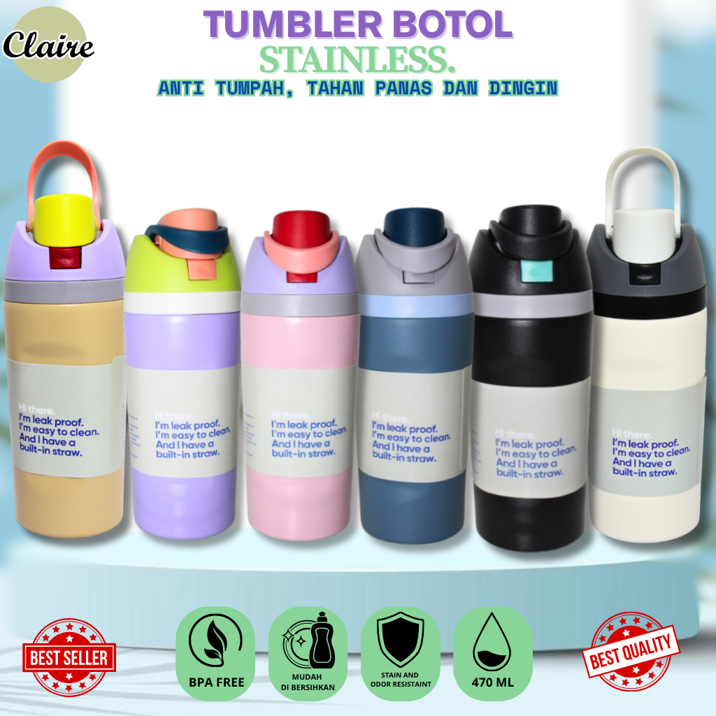 Jual [Claire] Botol Minum Termos Stainless 470 ML Tahan Panas Dan ...