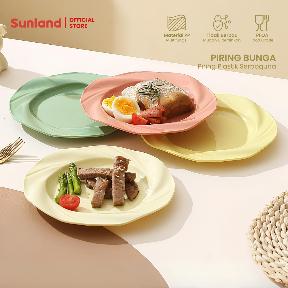 Jual SUNLAND Piring Makan Wheat Straw Lunch Breakfast Plate Warna Warni ...