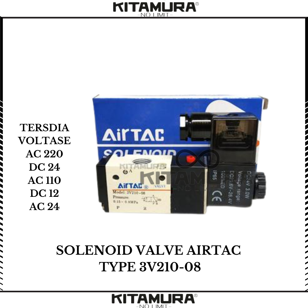 Jual 3V210 08 Selenoid Valve Airtac 3/2 Way Solenoid Valve Airtac 3V210 ...