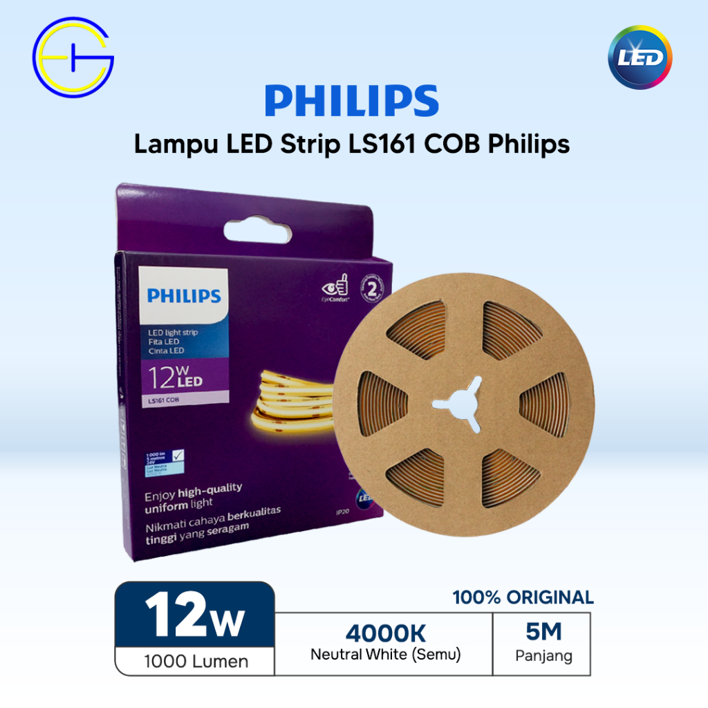 Jual Lampu LED Strip LS161 COB Philips 12W 5M 24V | Shopee Indonesia