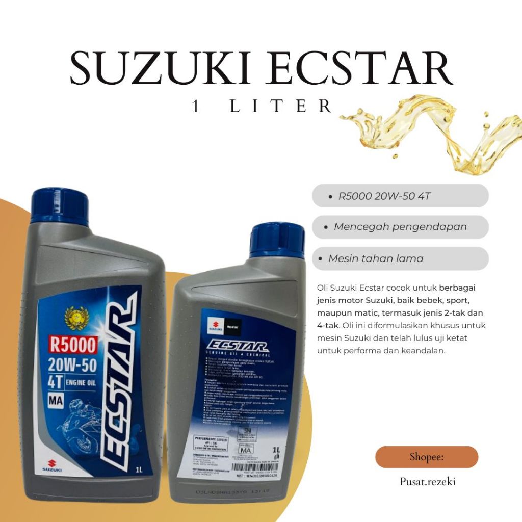 Jual Oli Suzuki Sgo Ecstar R5000 4T 1Liter 20W-50 - Original Engine Oil ...