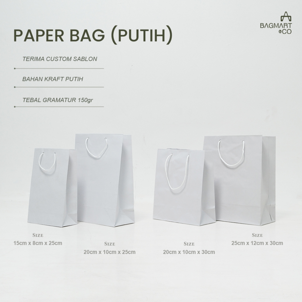 Jual Paper Bag Putih Polos Special White 150 Gsm Tas Belanja Souvenir ...