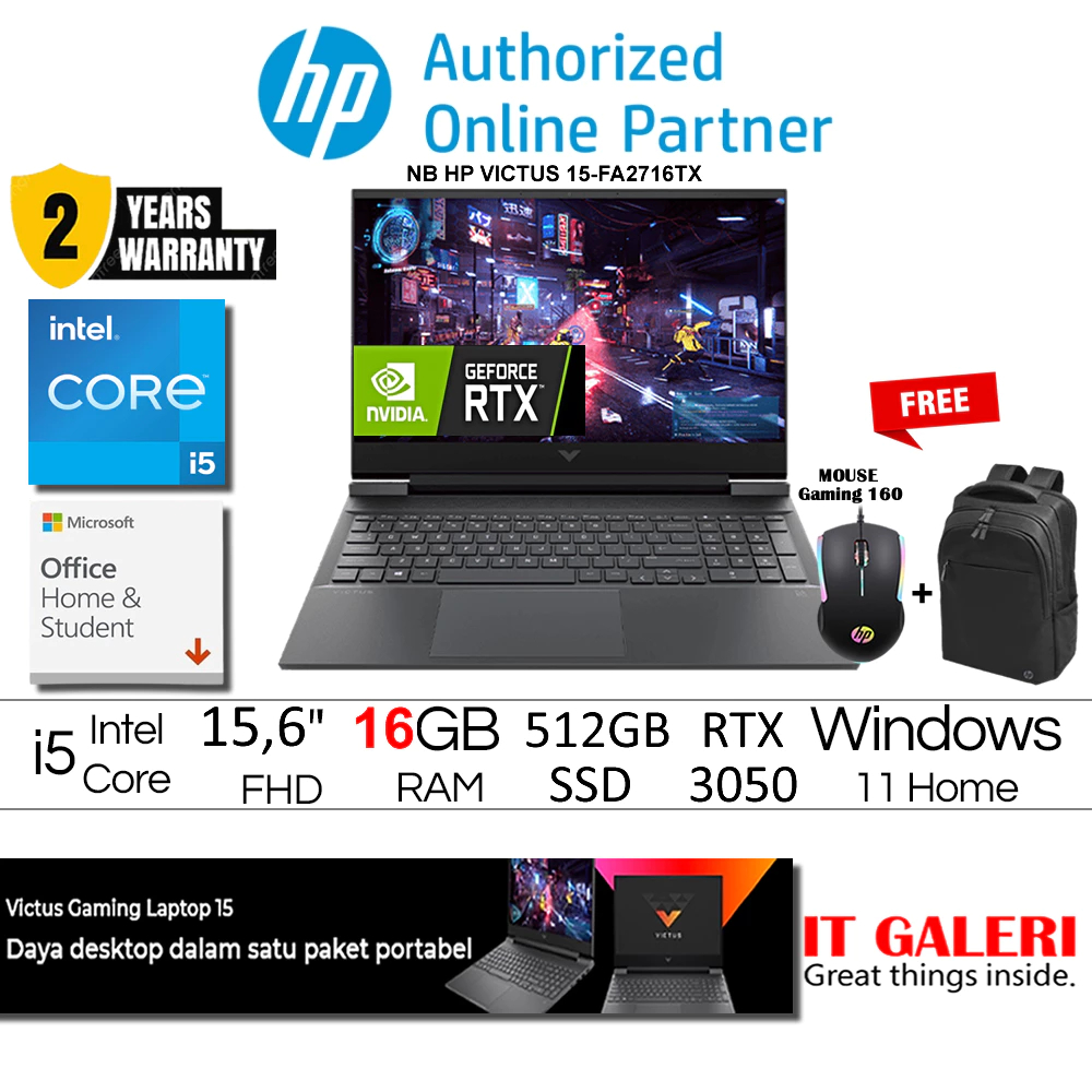 Jual [FREE MOUSE] Laptop HP Victus 15.6 inch Gaming Laptop 15-fa2716TX ...